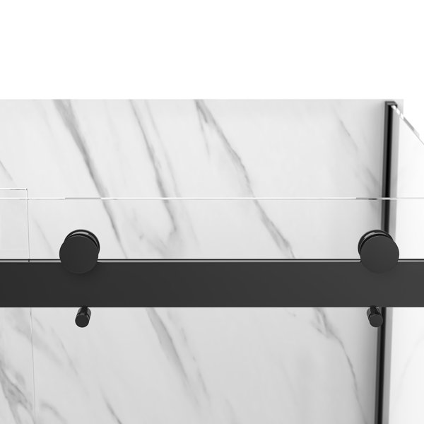 Dreamwerks Bristol 48" W x 32" D x 79.2" H Framed Rectangular Reversible Shower Kit in Black ...